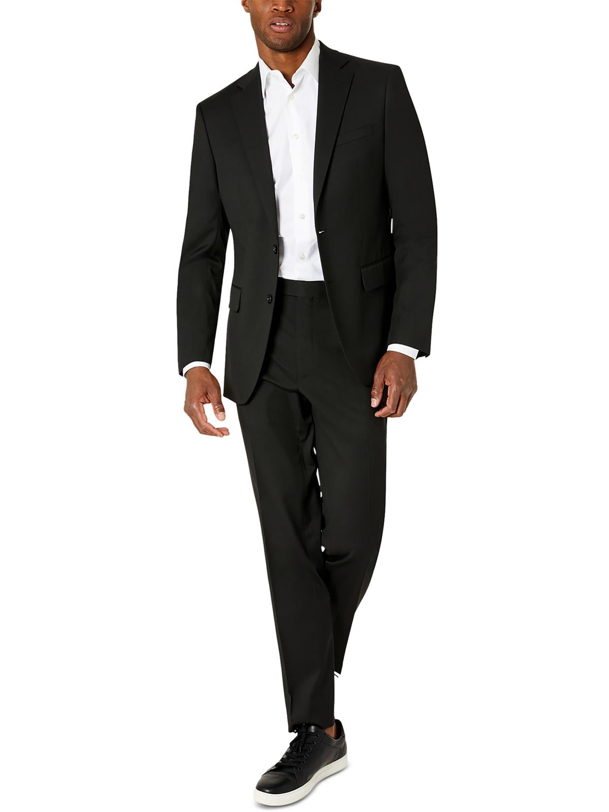 Van Heusen Mens Flex Plain Stretch Slim Fit Suits Deep Black Size 36R ...