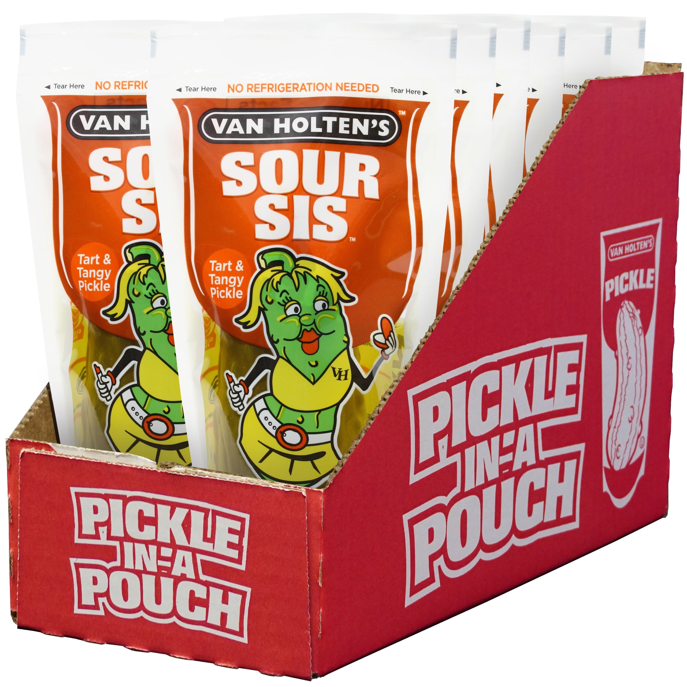 Van Holten's Sour Sis Pickle-In-A-Pouch, Tangy Pickle Snack, 12 Pack ...