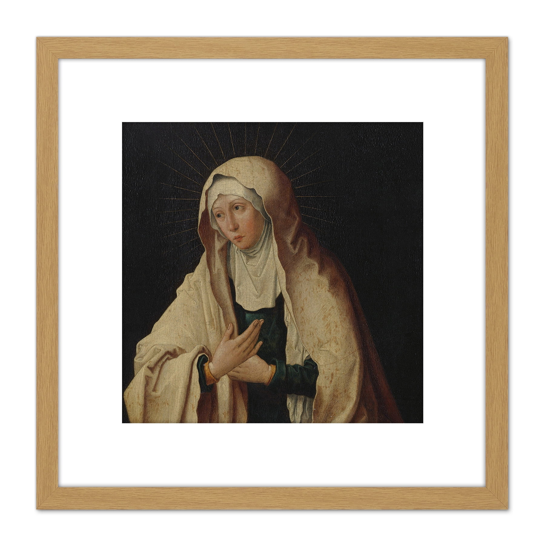 Van Leyden Virgin Mary Painting 8X8 Inch Square Wooden Framed Wall Art ...