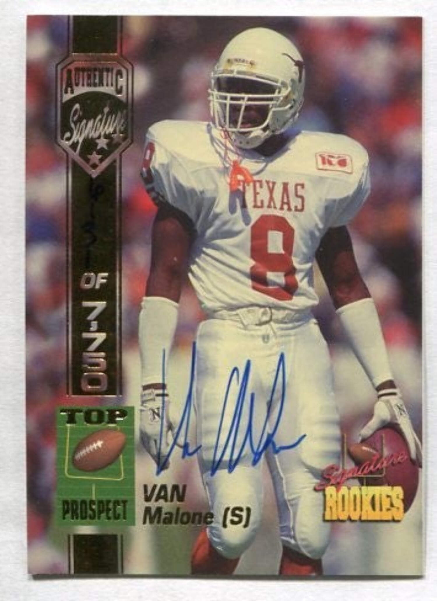 Van Malone certified autograph Texas Longhorns 1994 Signature Rookies ...