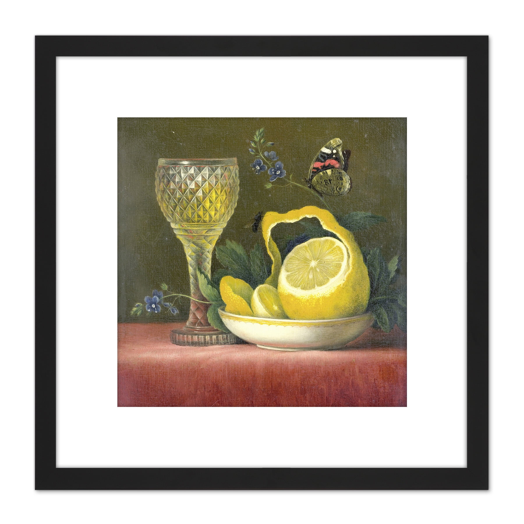 Van Os Still Life Lemon And Cut Glass Painting 8X8 Inch Square Wooden ...