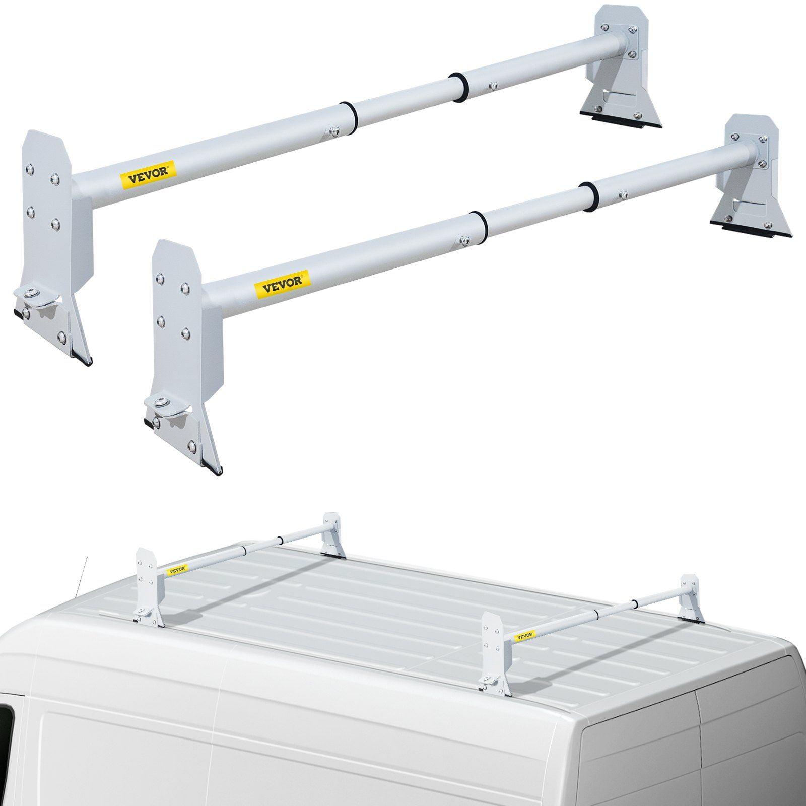 Van Roof Ladder Rack, 2 Bars, 331 LBS Capacity, 46.5"-68.1" Adjustable ...