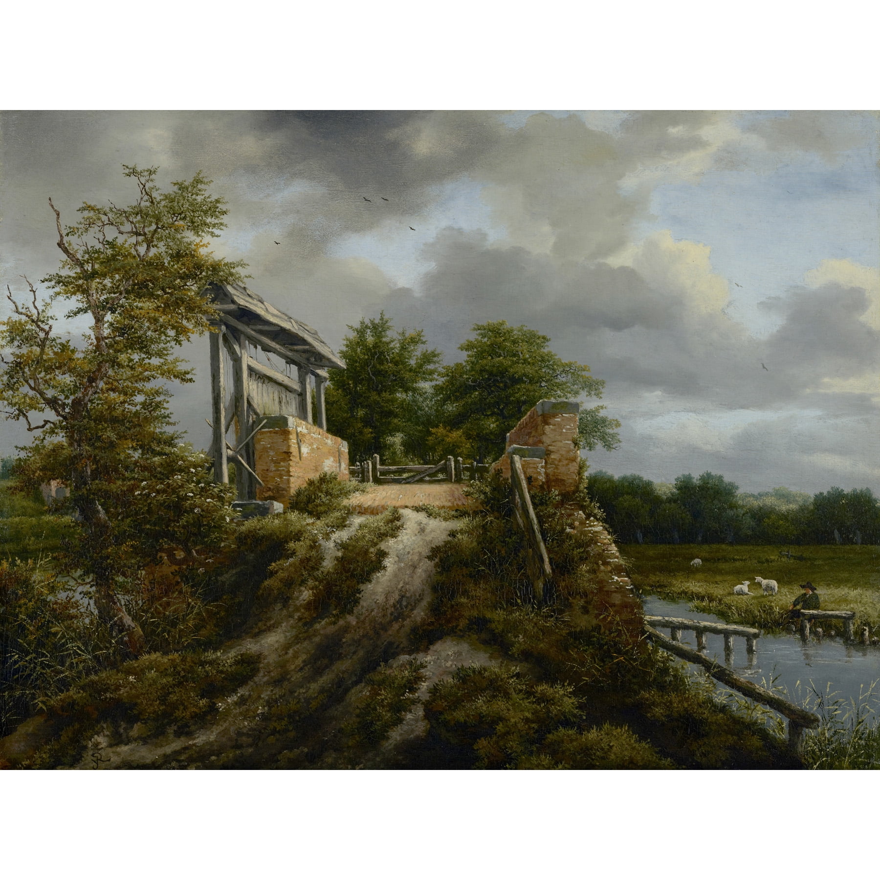Van Ruisdael Bridge With Sluice Landscape Painting Extra Large XL Wall ...