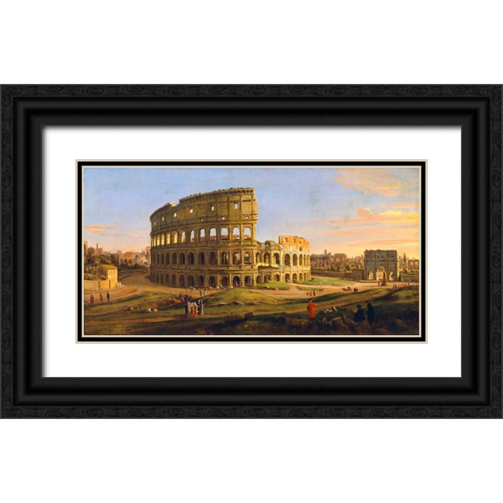 Van Wittel, Gaspar 24x14 Black Ornate Wood Framed with Double Matting ...