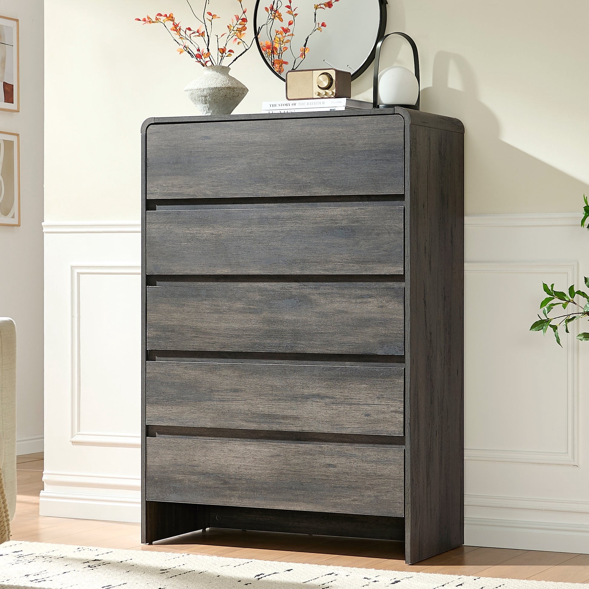 VanAcc 5 Drawer Dresser for Bedroom, 48" Tall Modern Chest of Storage ...