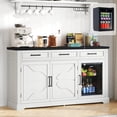 VanAcc 60" Farmhouse Coffee Bar Cabinet with Beverage Fridge (Included ...