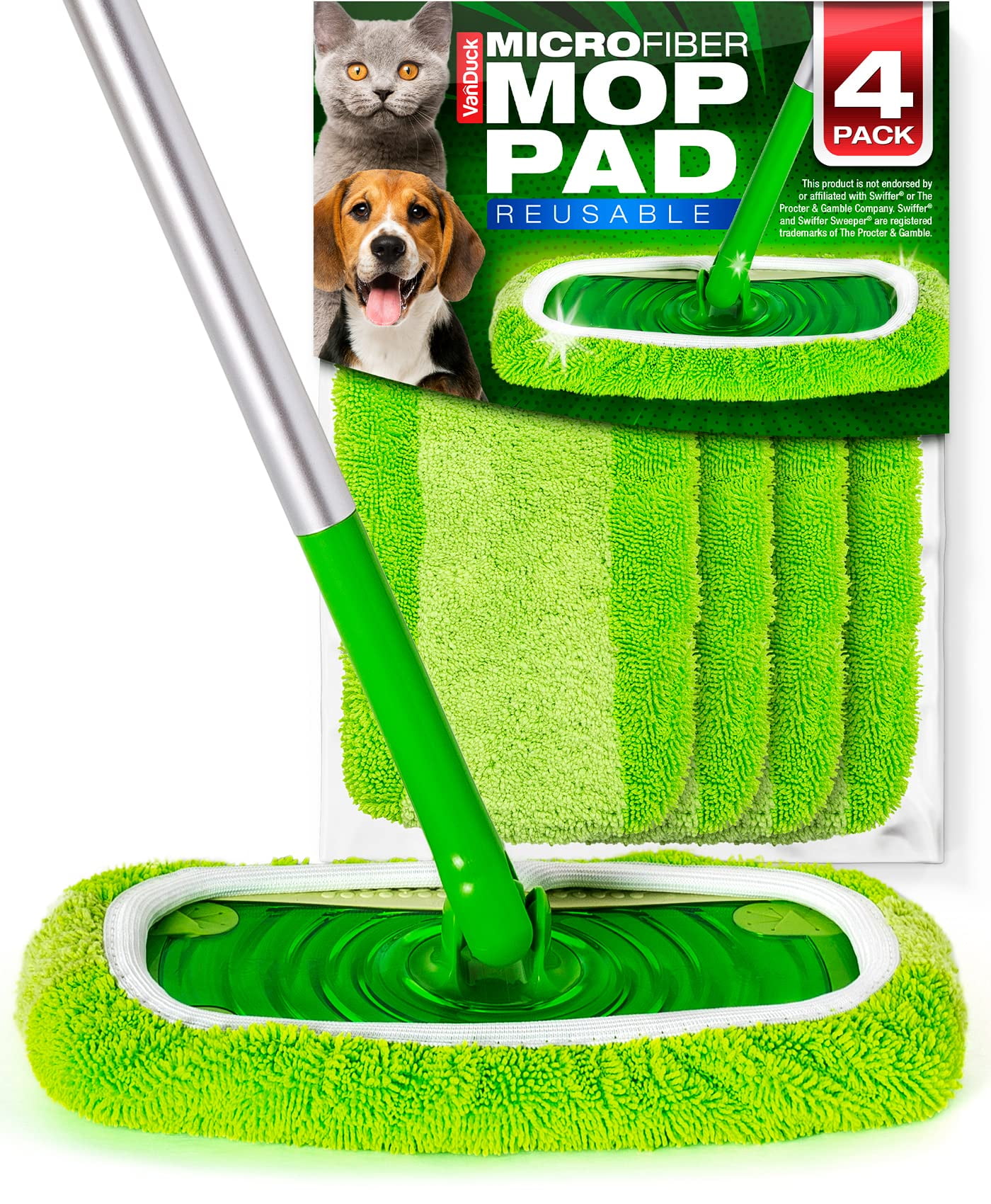 VanDuck Reusable Mop Pads SAF21 Compatible with Swiffer Sweeper (4-Pack ...
