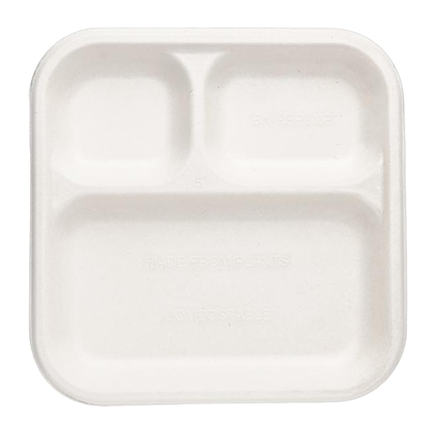 Vanam Eco LLP 10 inch 3 Compartment Square Compostable Pav Bhaji Plate ...