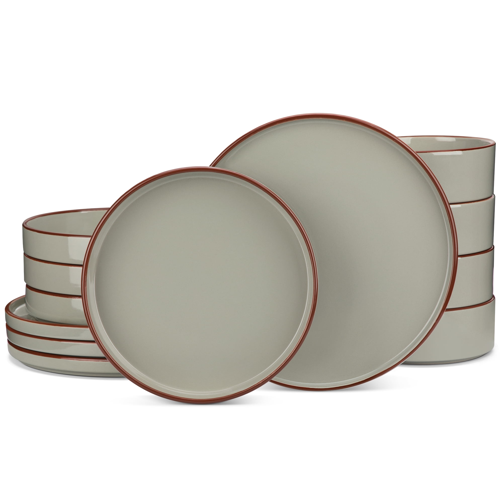 Vancasso, 12-Piece Dinnerware Set, Stoneware Dinner Set Plate, Brown ...