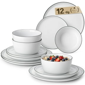 Paris Hilton London Collection 12-Piece Dinnerware Set, Elegant Bow ...