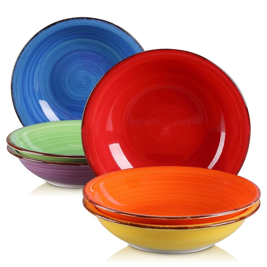Vancasso 6-Piece Stoneware Soup Plate Set, 27 OZ, Microwave ...