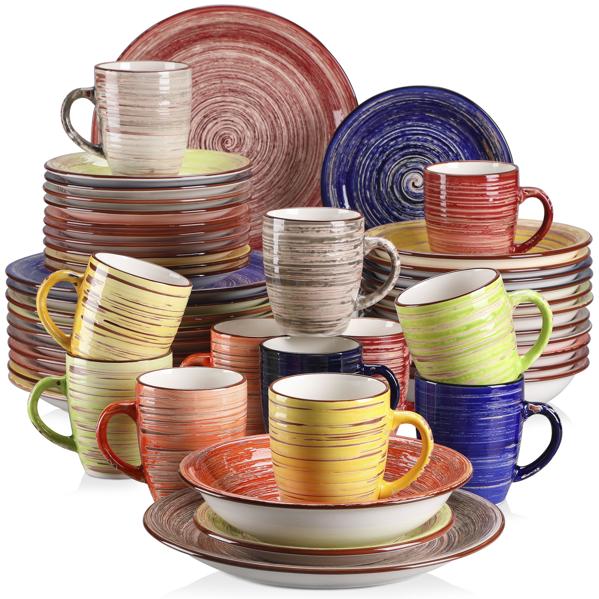 Vancasso Albero Dinner Set for 12, Stoneware Dinnerware Sets, 48-Piece ...