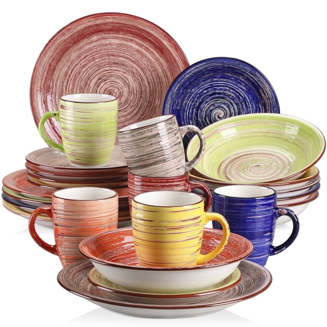 Vancasso Albero Elegant 24-Piece Stoneware Dinner Set, Modern Kitchen ...