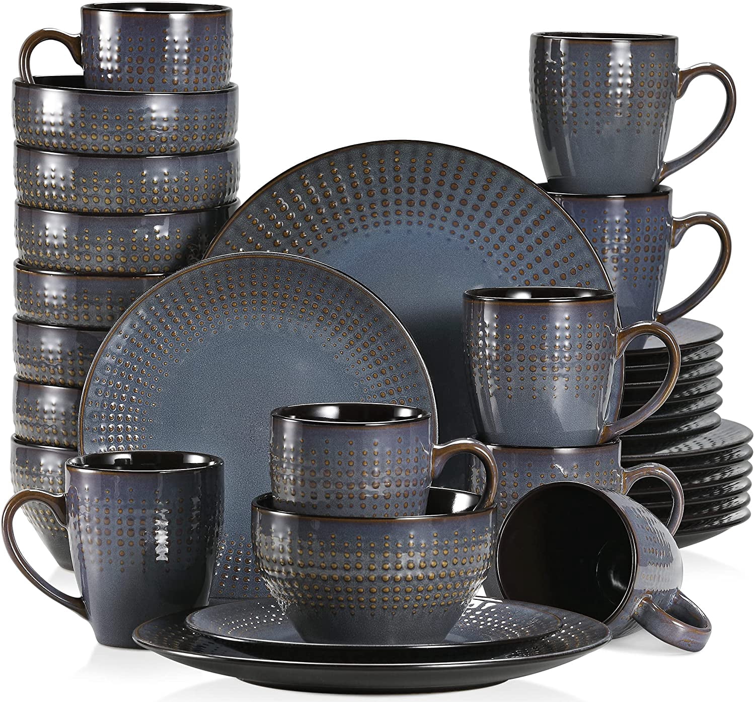 Vancasso Dinnerware Sets, Stoneware Dinner Set for 8, 32-Piece Round ...