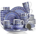 Vancasso, Series Mandala, 32 Piece Porcelain Dinnerware Set, Boho Blue ...