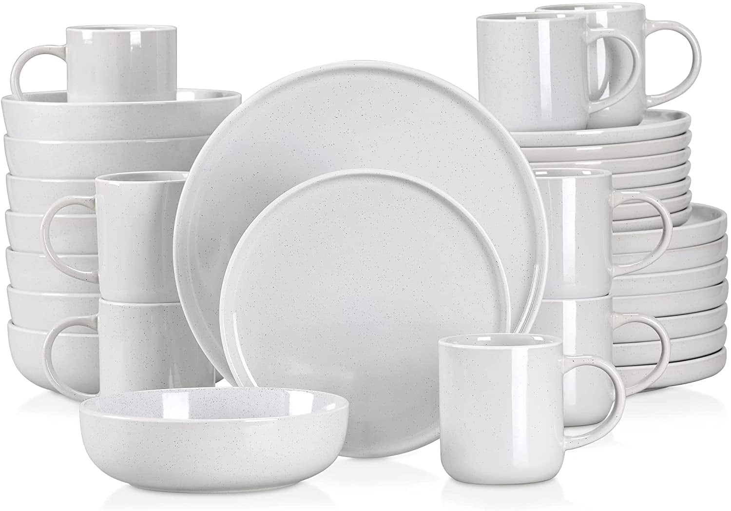 Vancasso, 32-Piece Stoneware Dinnerware Sets, Light Grey Dinner Set ...