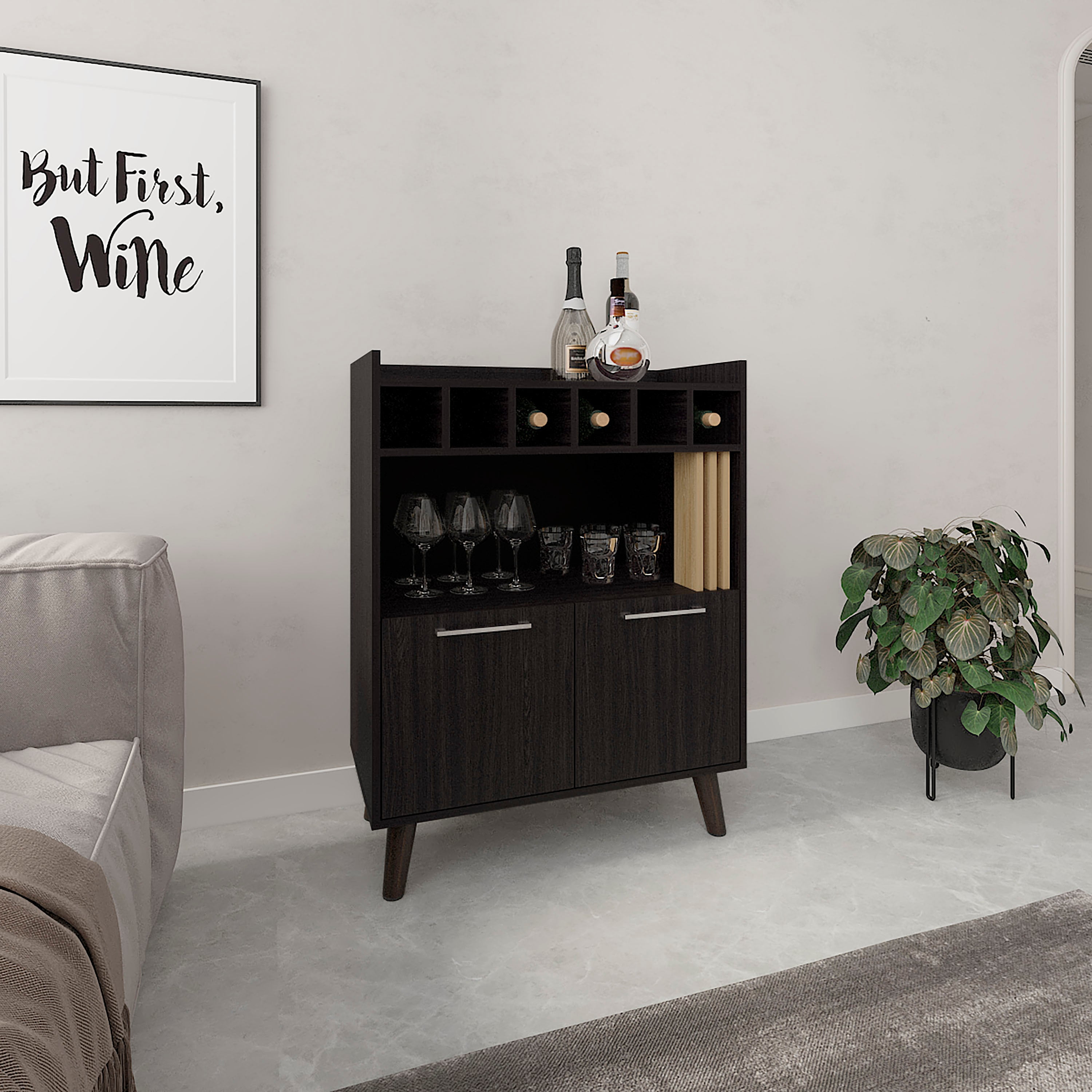 Vance 40" High Bar Cabinet with Six Bottle Cubbies, Two Double Door ...