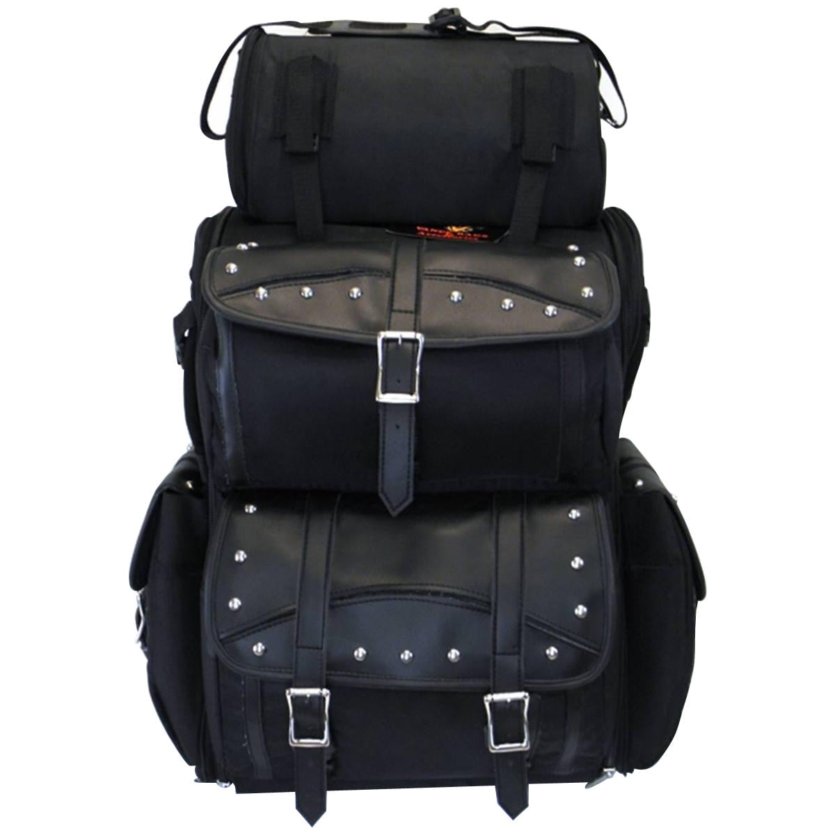 Vance Leathers Extra Large Studded 2-Piece Travel Bag/Back Pack ...