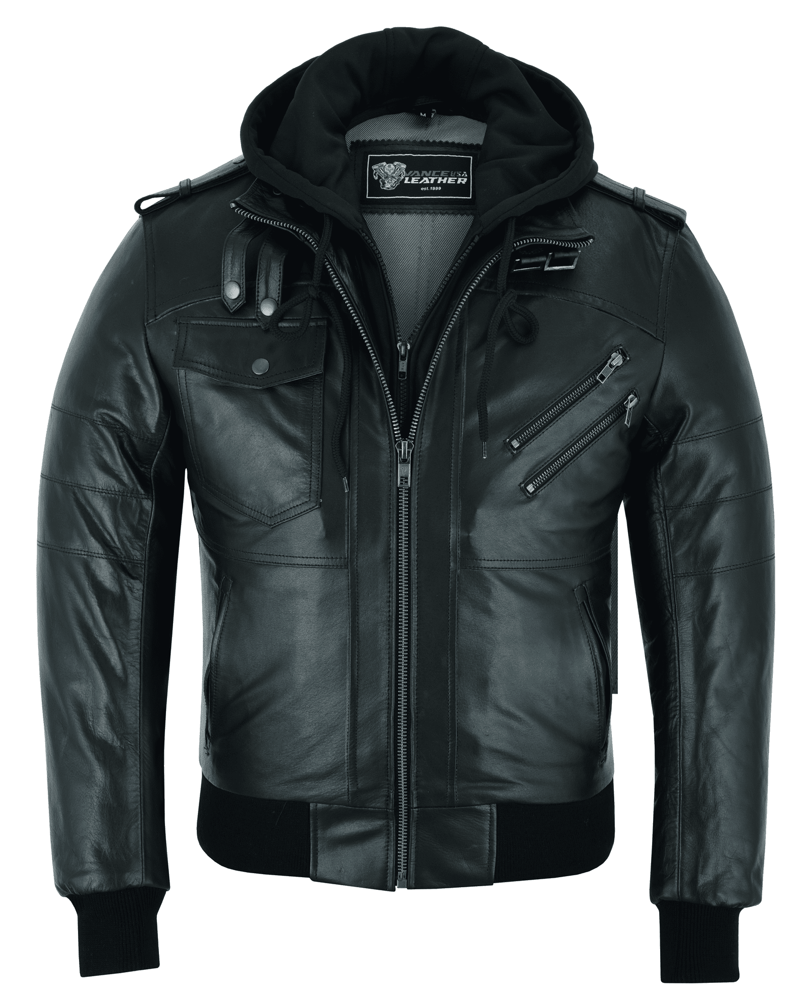 Vance Leathers' Men's Sven Bomber Black Waxed Premium Cowhide ...