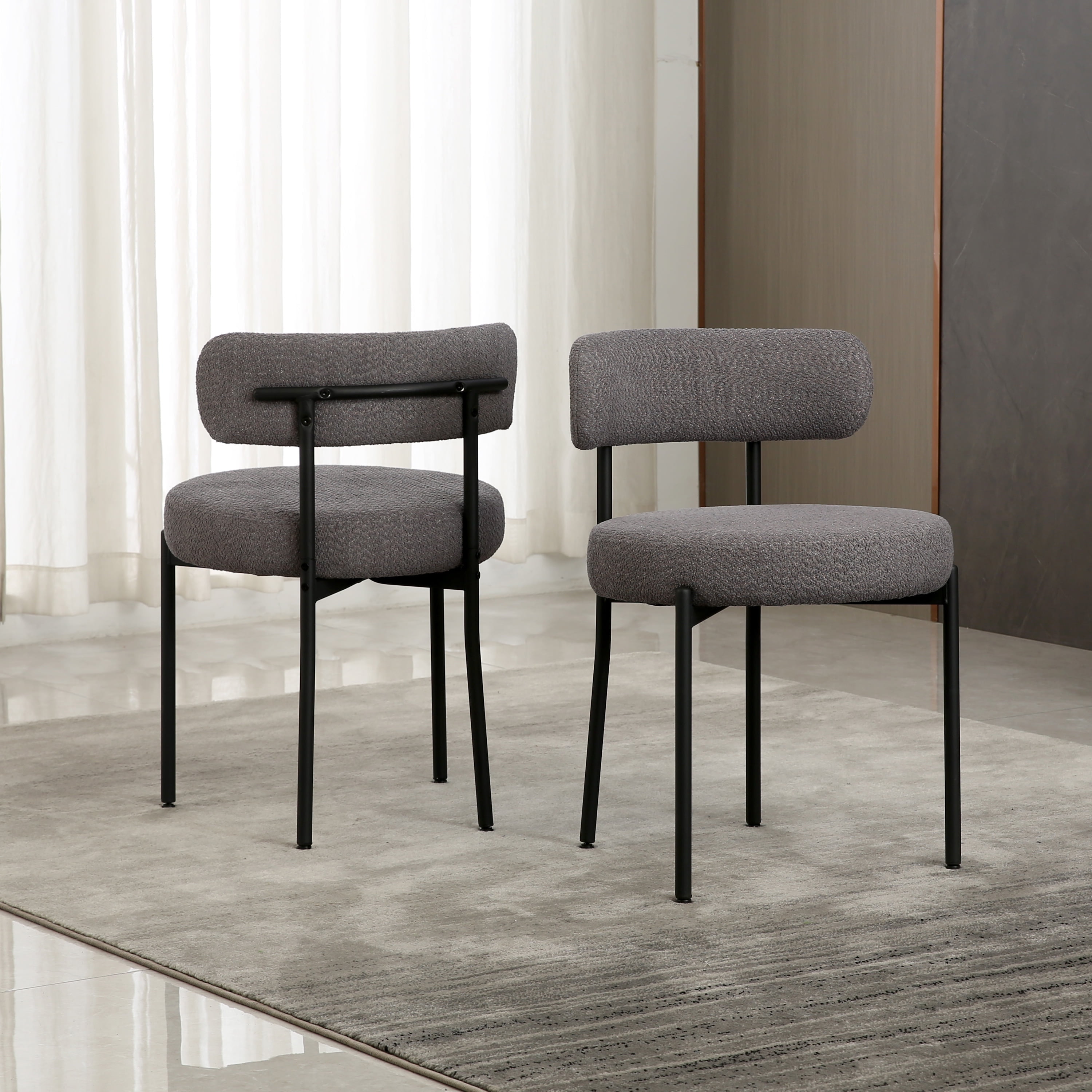 Vancel Dining Chairs Set of 2, Mid-Century Modern Boucle Dining Room ...