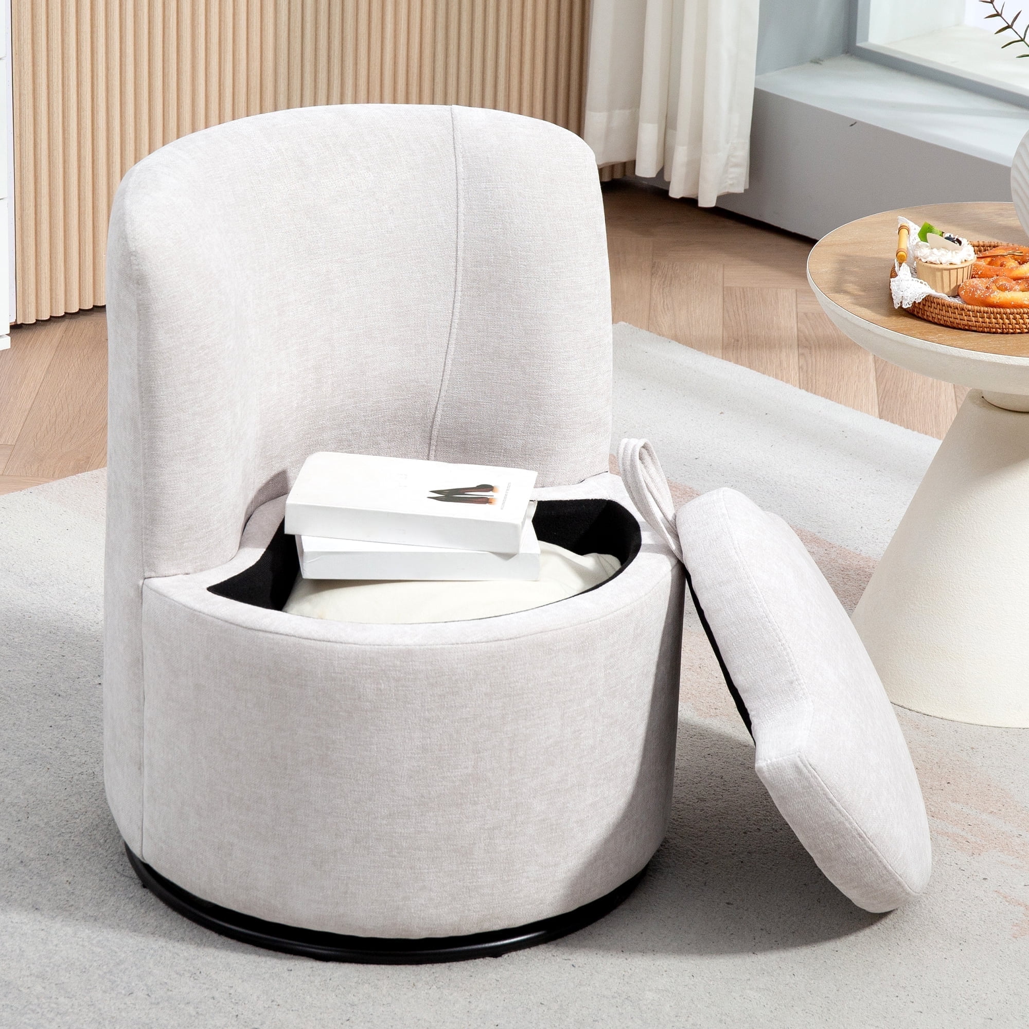 Vancel Modern Gray Swivel Dining Chair with Storage Compartment, for ...