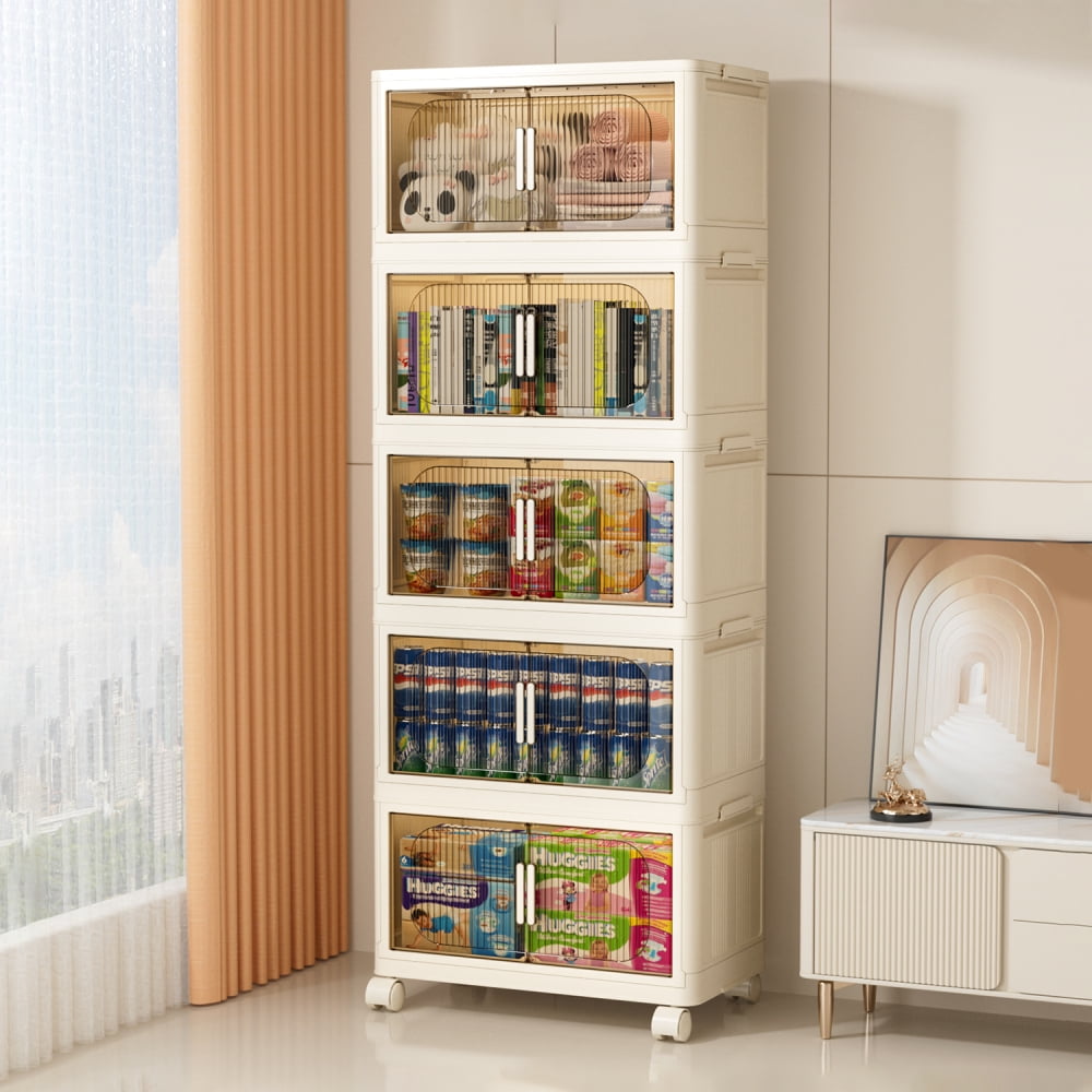 Vancel Side Wide Folding Storage Cabinet, Multi-Tier Available ...