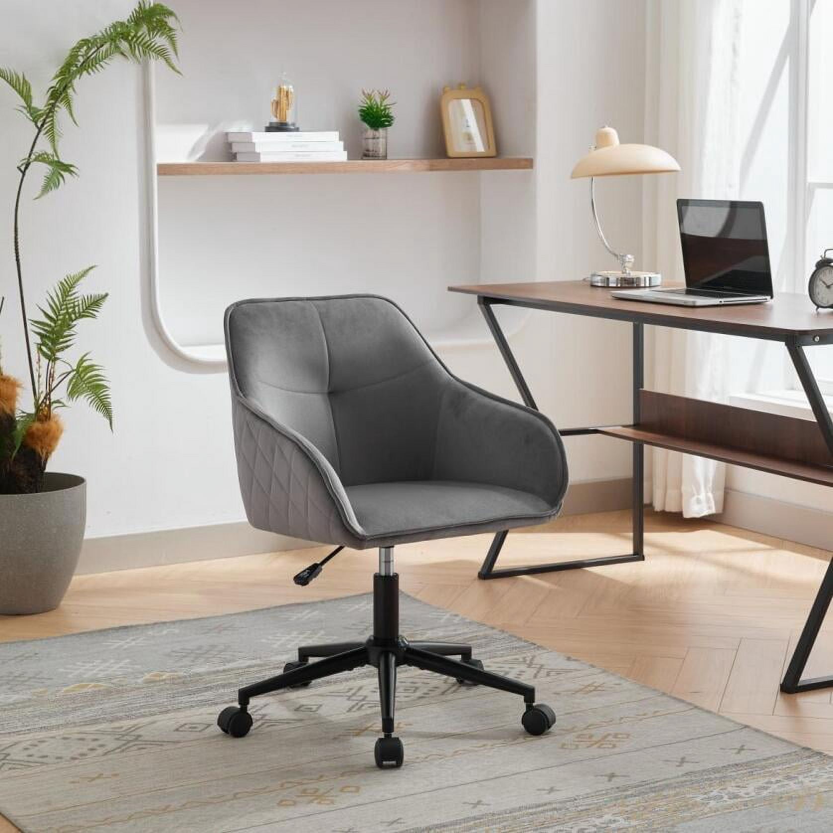 Vancel Velvet Desk Chair, Modern Home Office Chair with Wheels, Vanity ...
