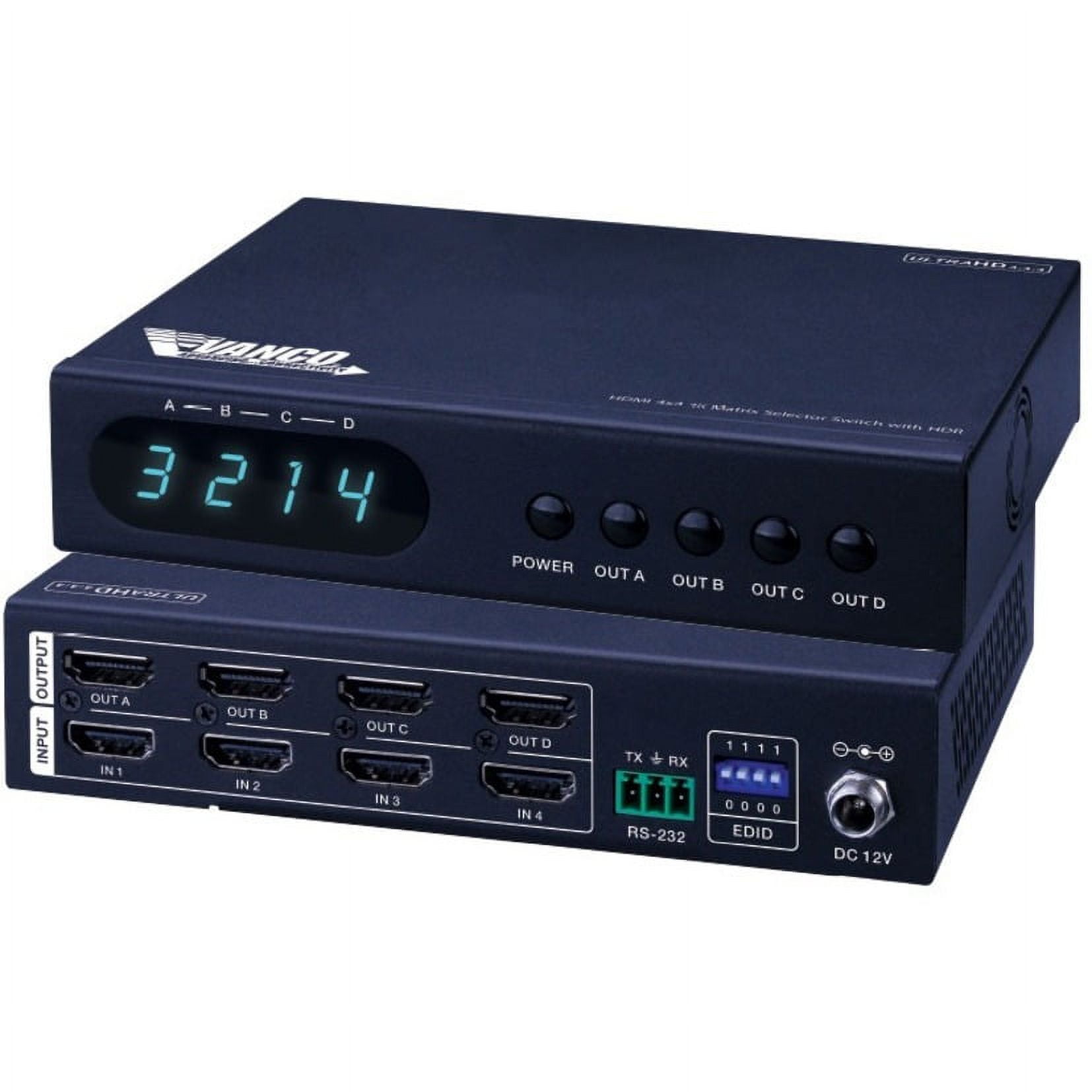 Vanco HDMI 4×4 4K Matrix Selector Switch with HDR - Walmart.com