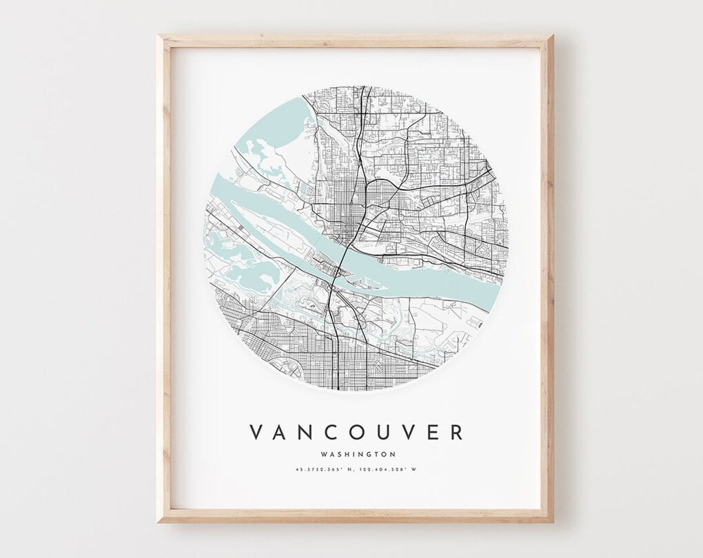 Vancouver Map Print, Vancouver Map Poster City Wall Art, Wa Road Map ...