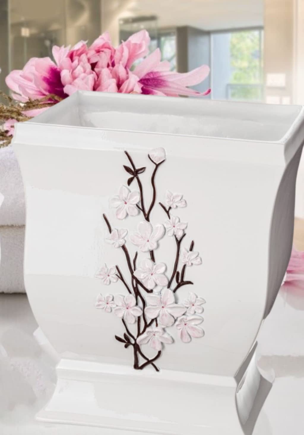 Vanda White 1.48 Gal / 5.6L - Decorative Designed Wastebasket - Small ...