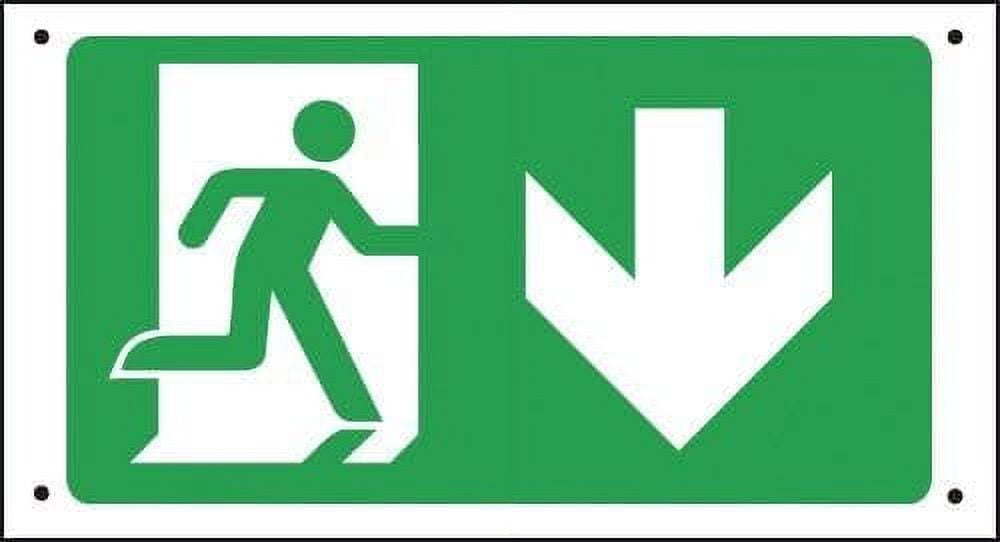Vandal-Proof Fire Exit Down Arrow Running Man Sign Safety Signs ...