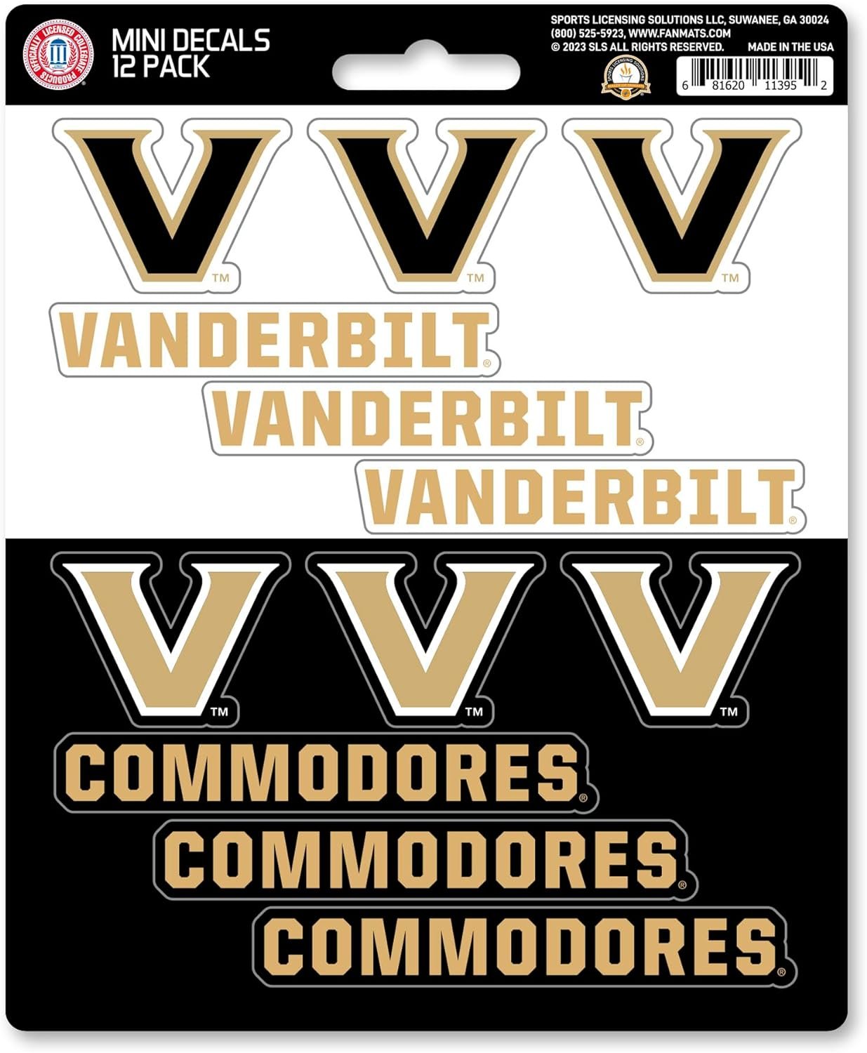 Vanderbilt University Commodores 12-Piece Mini Decal Sticker Set, 5x6 ...