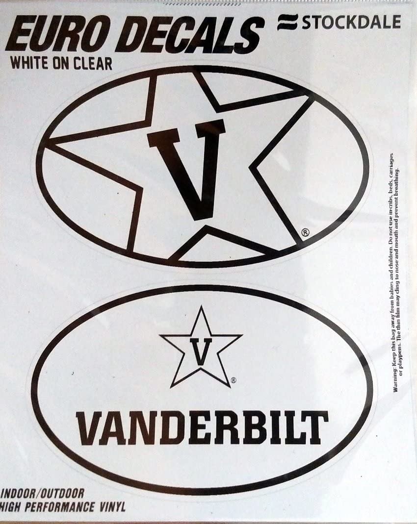 Vanderbilt University Commodores 2-Piece White and Clear Euro Decal ...