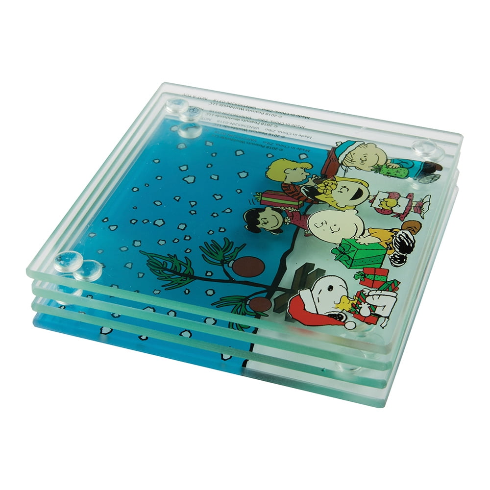 Vandor LLC Peanuts Stacking Glass 4 Piece Coaster Set - Walmart.com