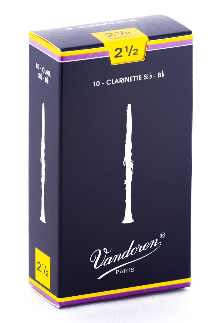 Vandoren Traditional Bb Clarinet Reeds, Strength #2.5, Box of 10 ...