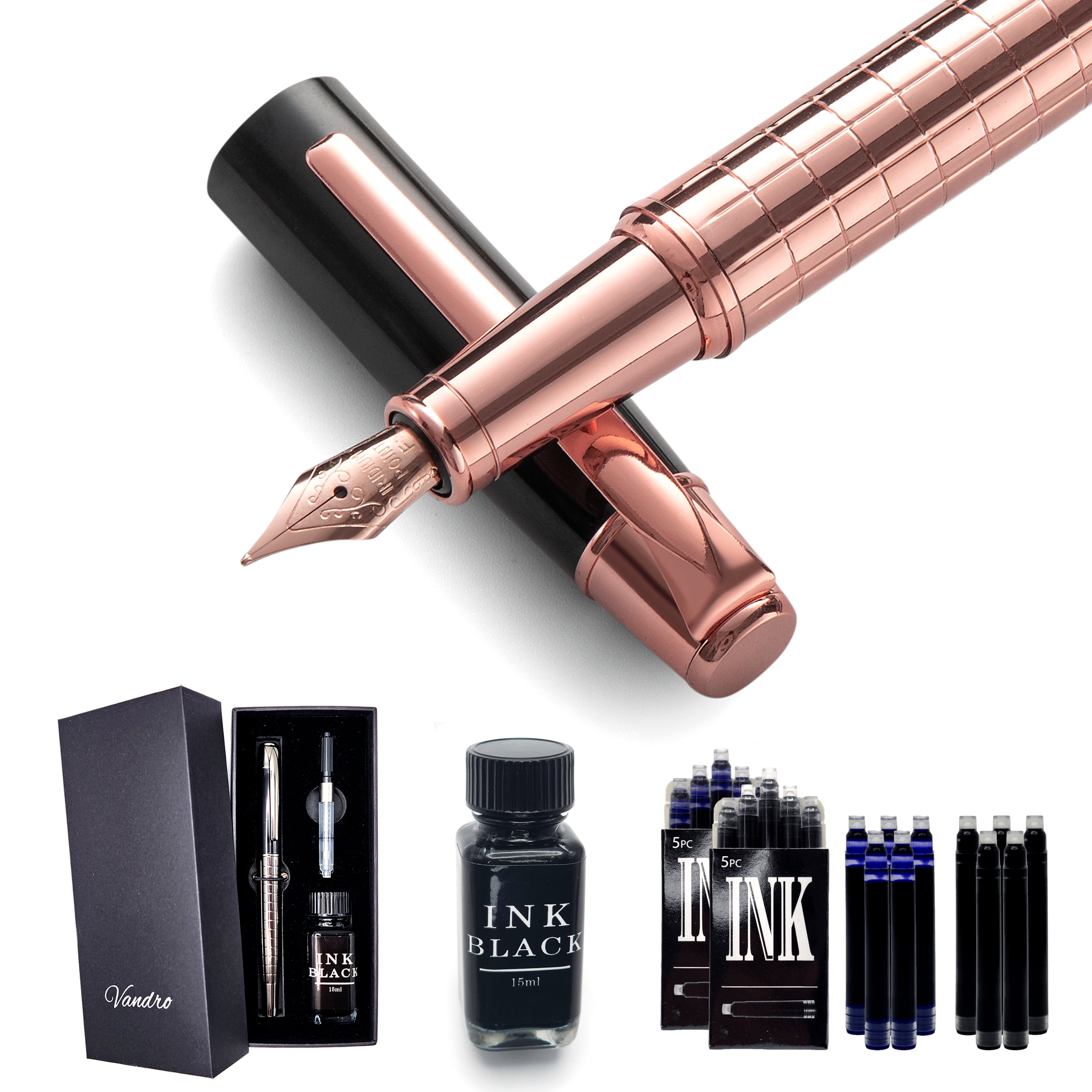 Vandro Complete Luxury Fountain Pen Set - Comfortable Grip with Smooth ...
