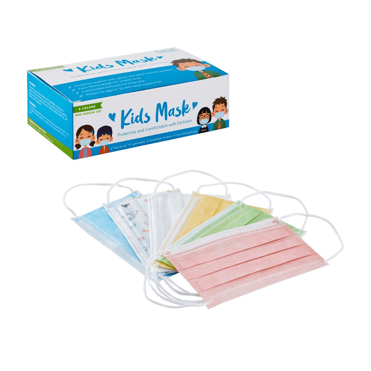 Vanecia 3-PLY Earloop Children Disposable Kids Face Mask, Color Pink ...