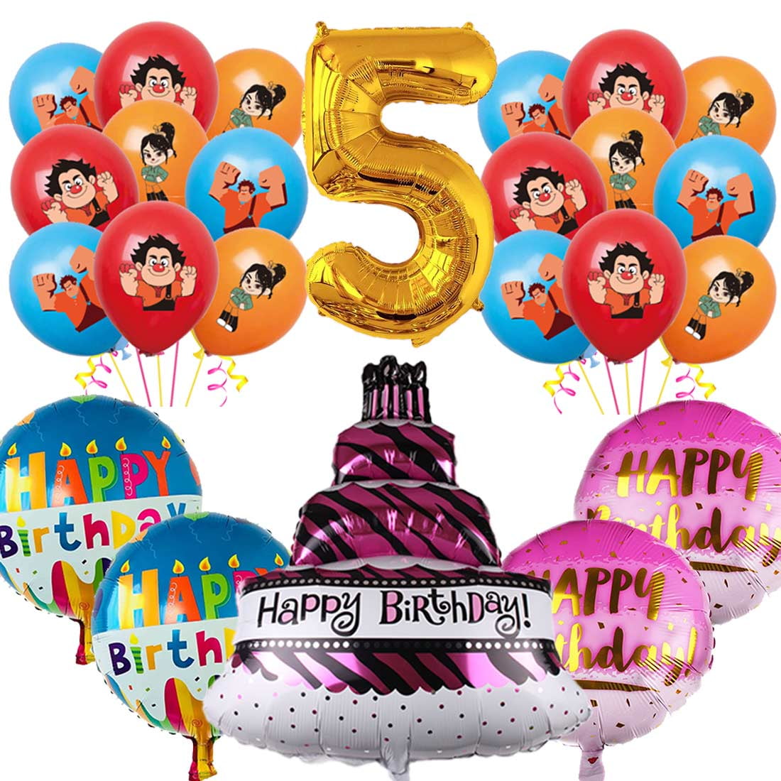 Vanellope Balloons Party Supplies 5th Big Number Decorations Decor Kit ...