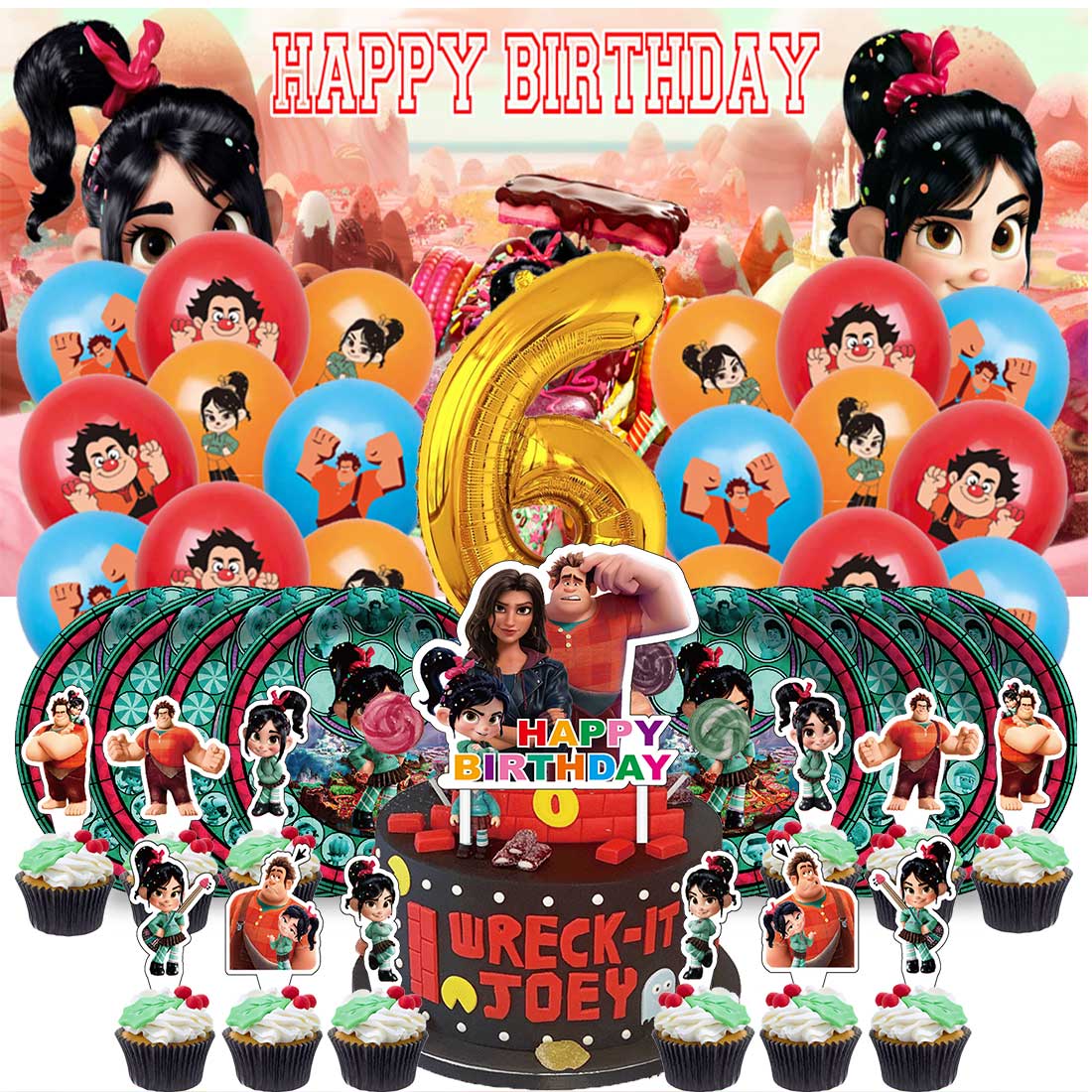 Vanellope Balloons Party Supplies 6th Decor Tableware Birthday Cake ...