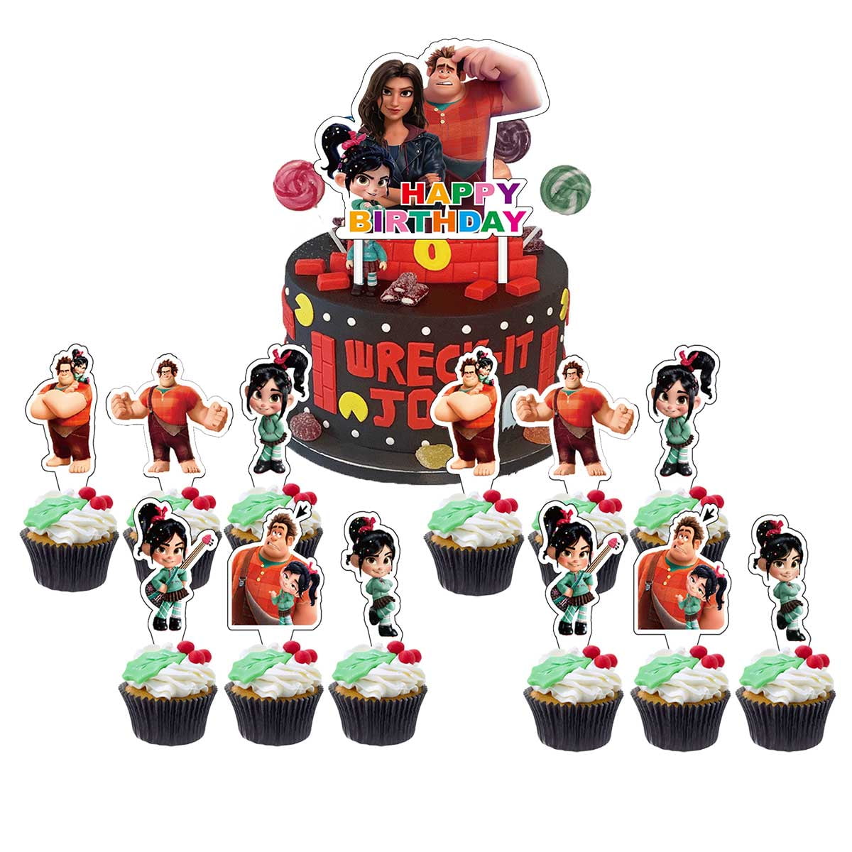 Vanellope Cake Topper Cupcake Set Party Supplies Decoration Birthday ...