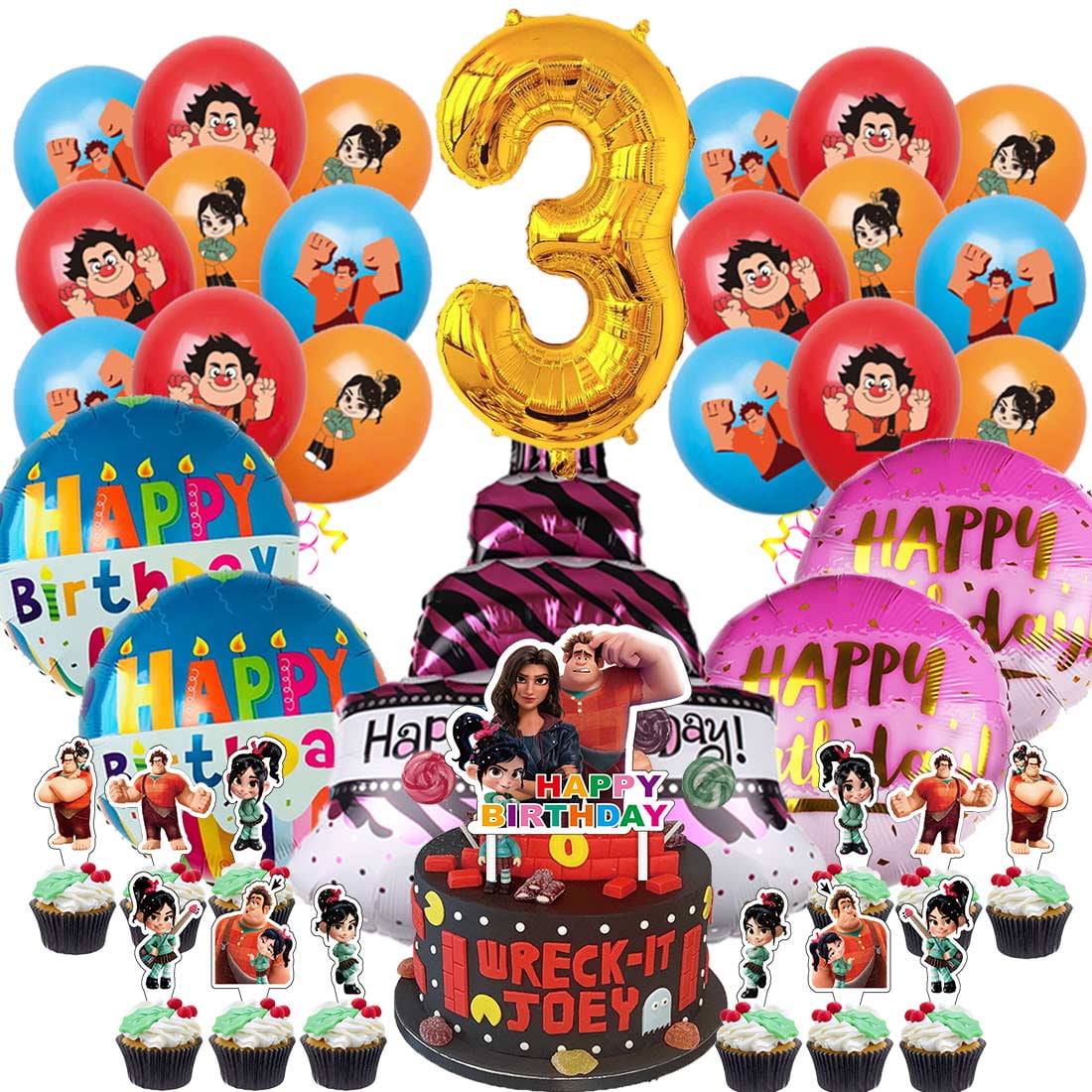 Vanellope Party Supplies 3rd Decor Kit Balloons Birthday Cake Topper ...