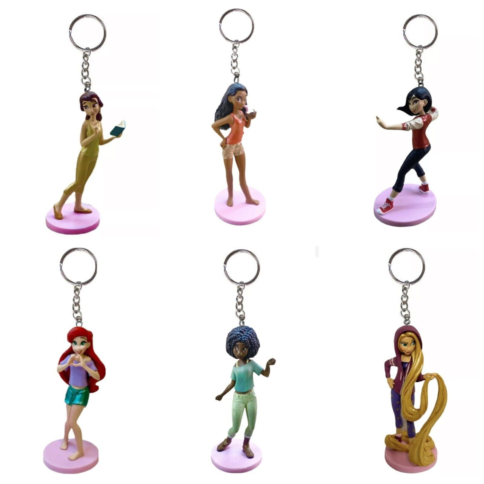 Vanellope Sports Princes Tiana Ariel Rapunzel Mulan Moana Belle 6pc Fan Pull Pvc - Walmart.com