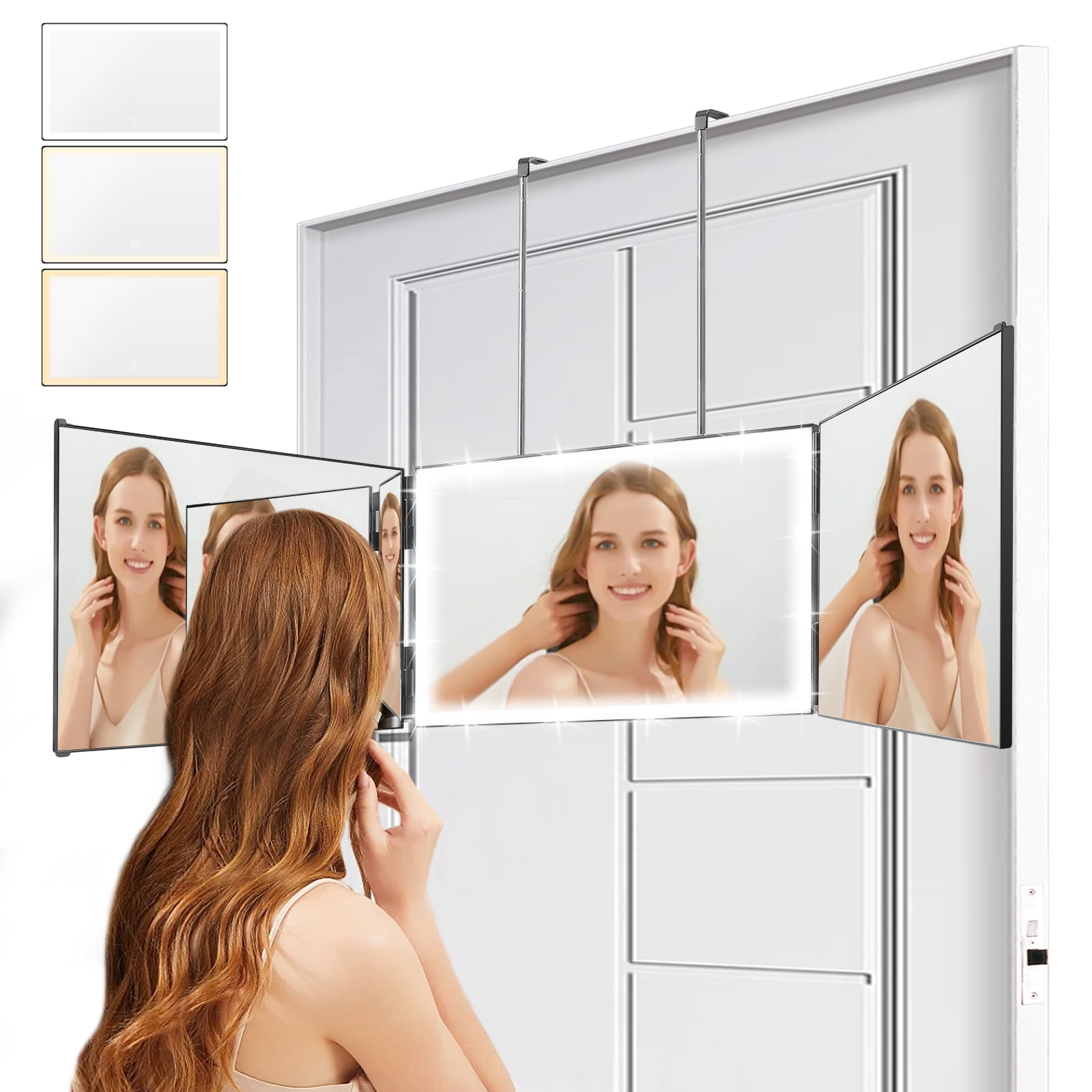 Vanexiss Rechargeable 3 Way Mirror for Hair Cutting, Real Glass ...