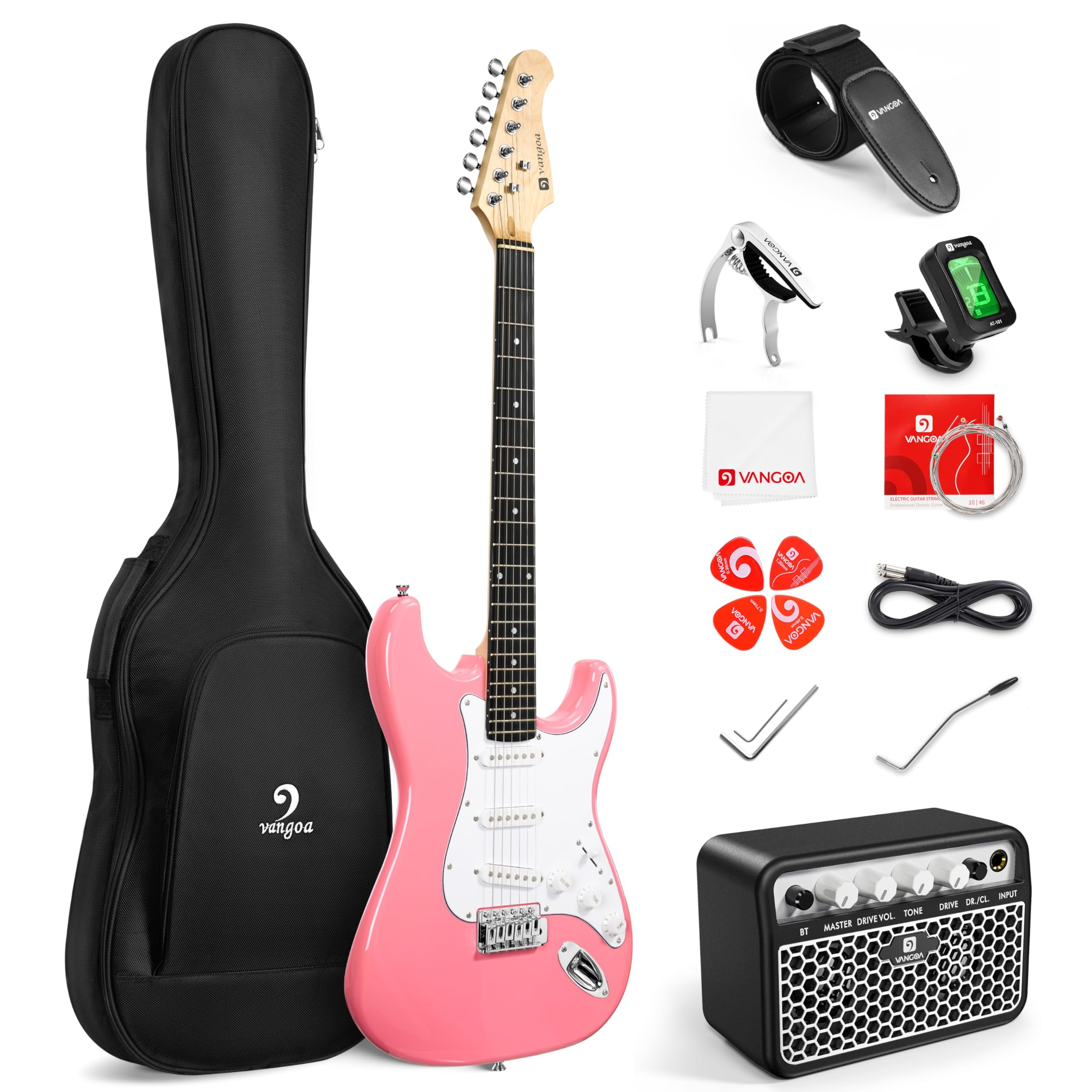 Vangoa 39 Inch Full Size Electric Guitar Beginner Kit Solid Body SSS ...
