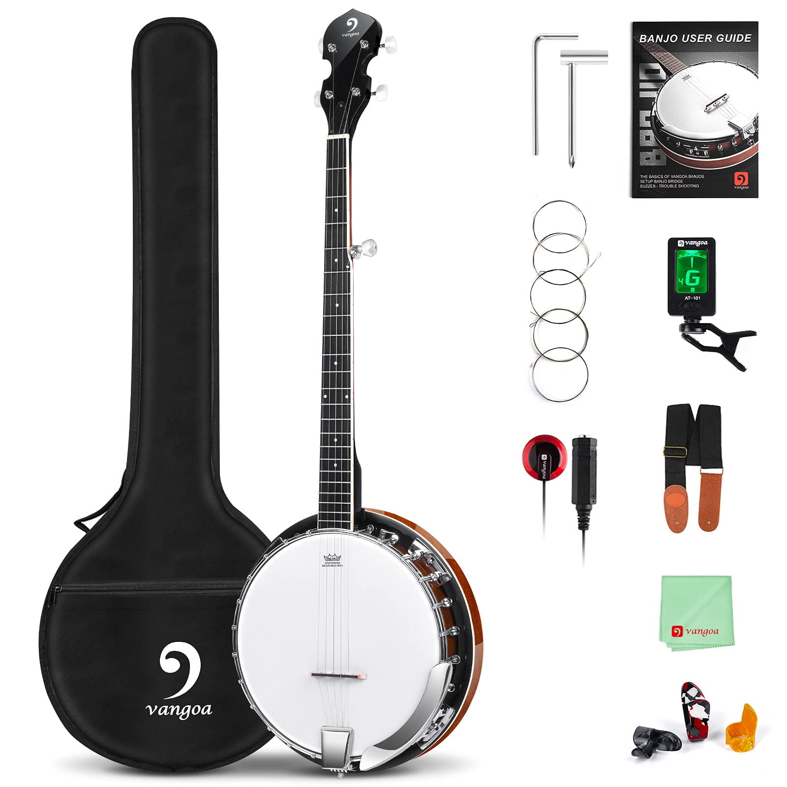 Vangoa LEFT-HANDED Banjo 5 String Mahogany Open Back Banjo with ...