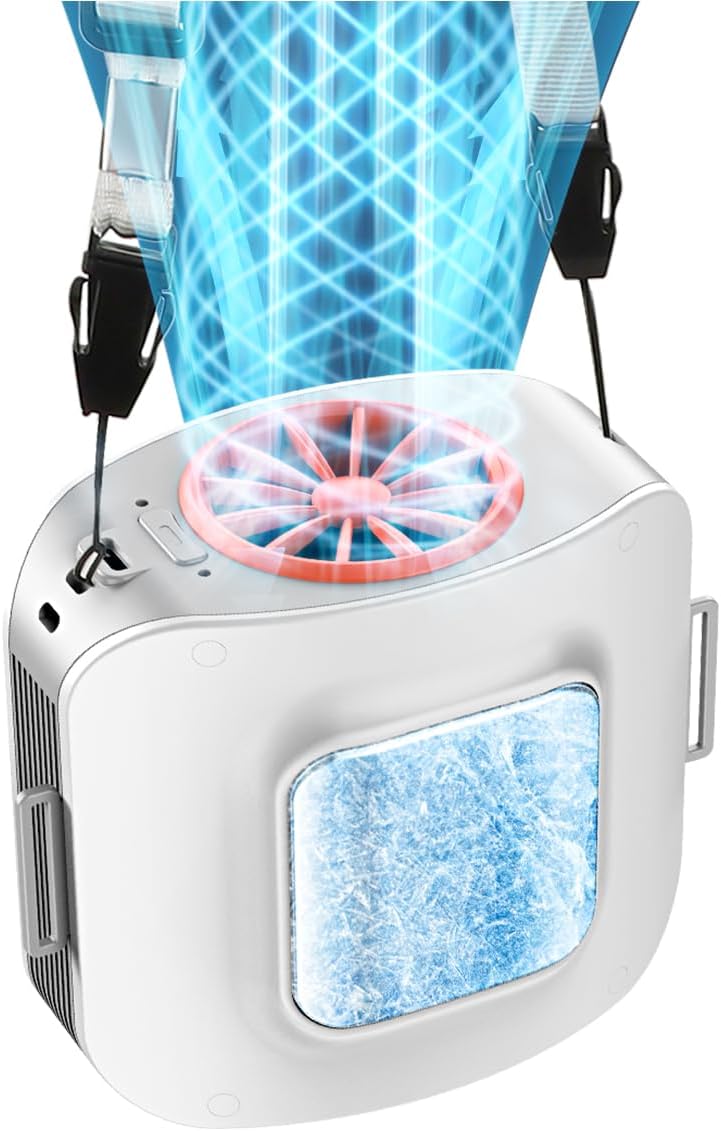 10000mAh Portable Waist Fan with 2 Detachable Straps and Cooling Plate ...