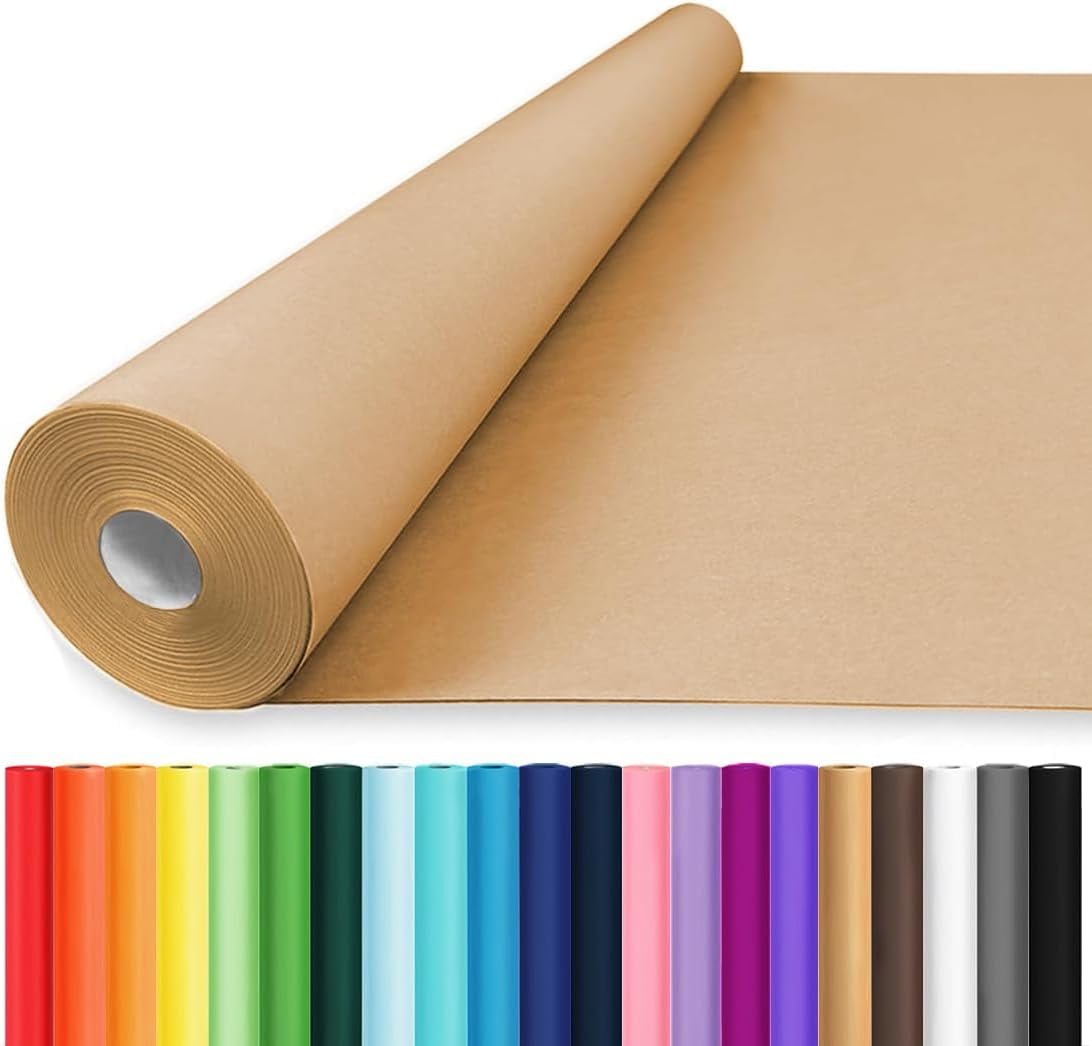 Vanhench 48"x 2400" (200') Brown Jumbo Roll Wrapping Paper, Kraft Craft ...