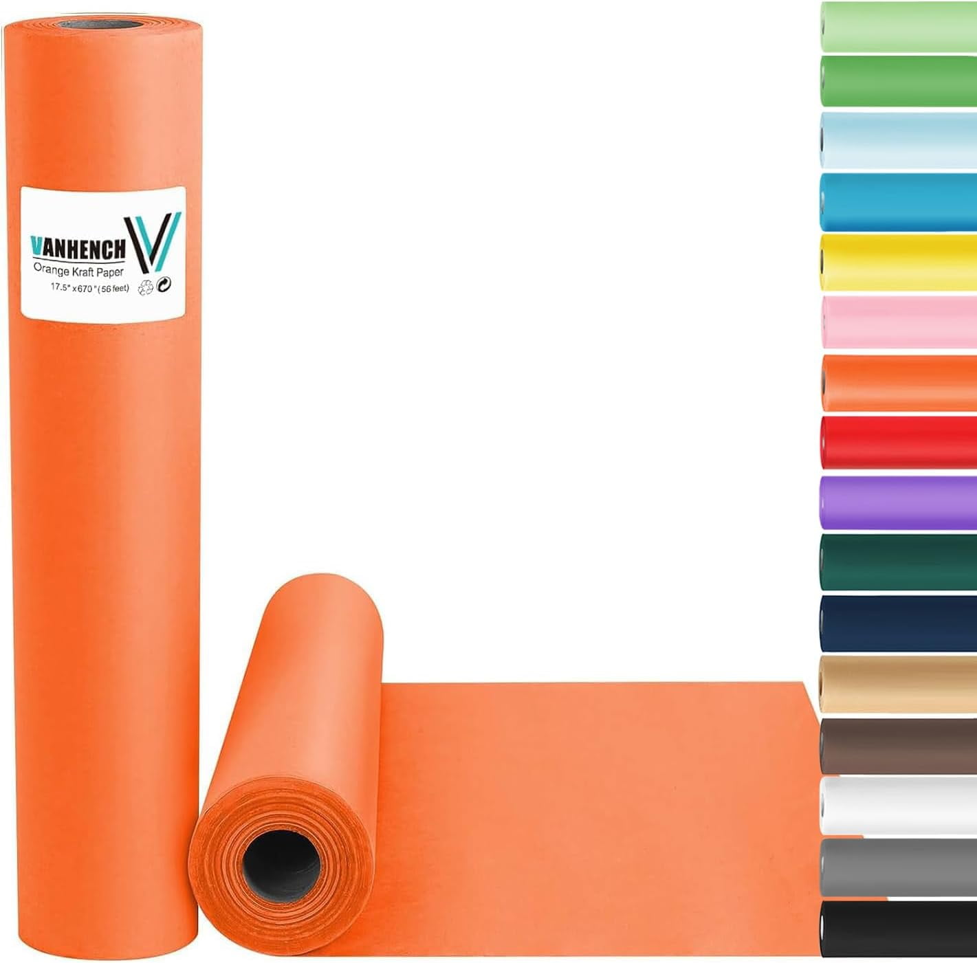 Vanhench Orange Wrapping Paper Roll 17.5"×963" (80/1/4FT), Orange Kraft ...