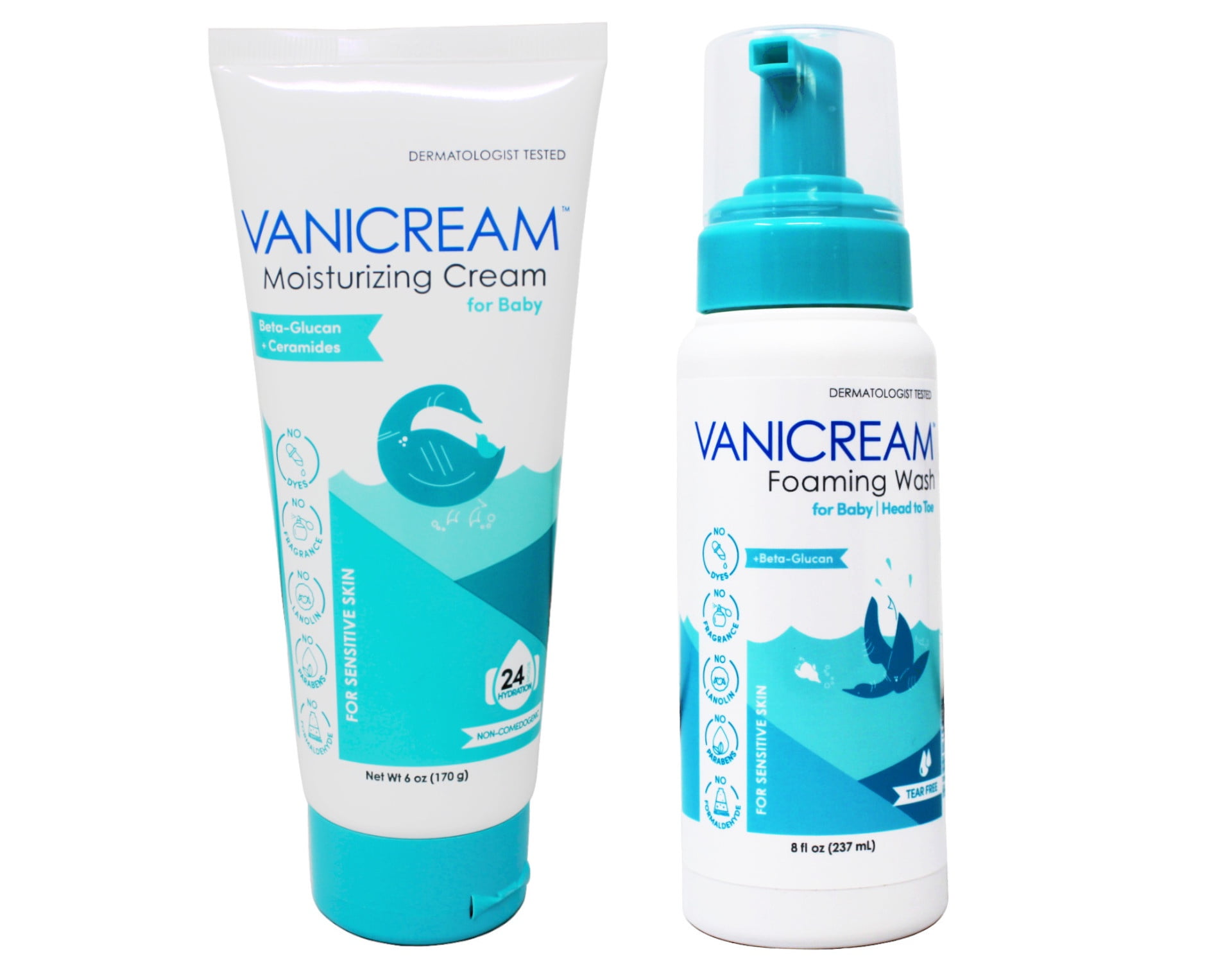 Vanicream Foaming Wash for Baby - 8oz Moisturizing Cream for Baby - 6oz ...