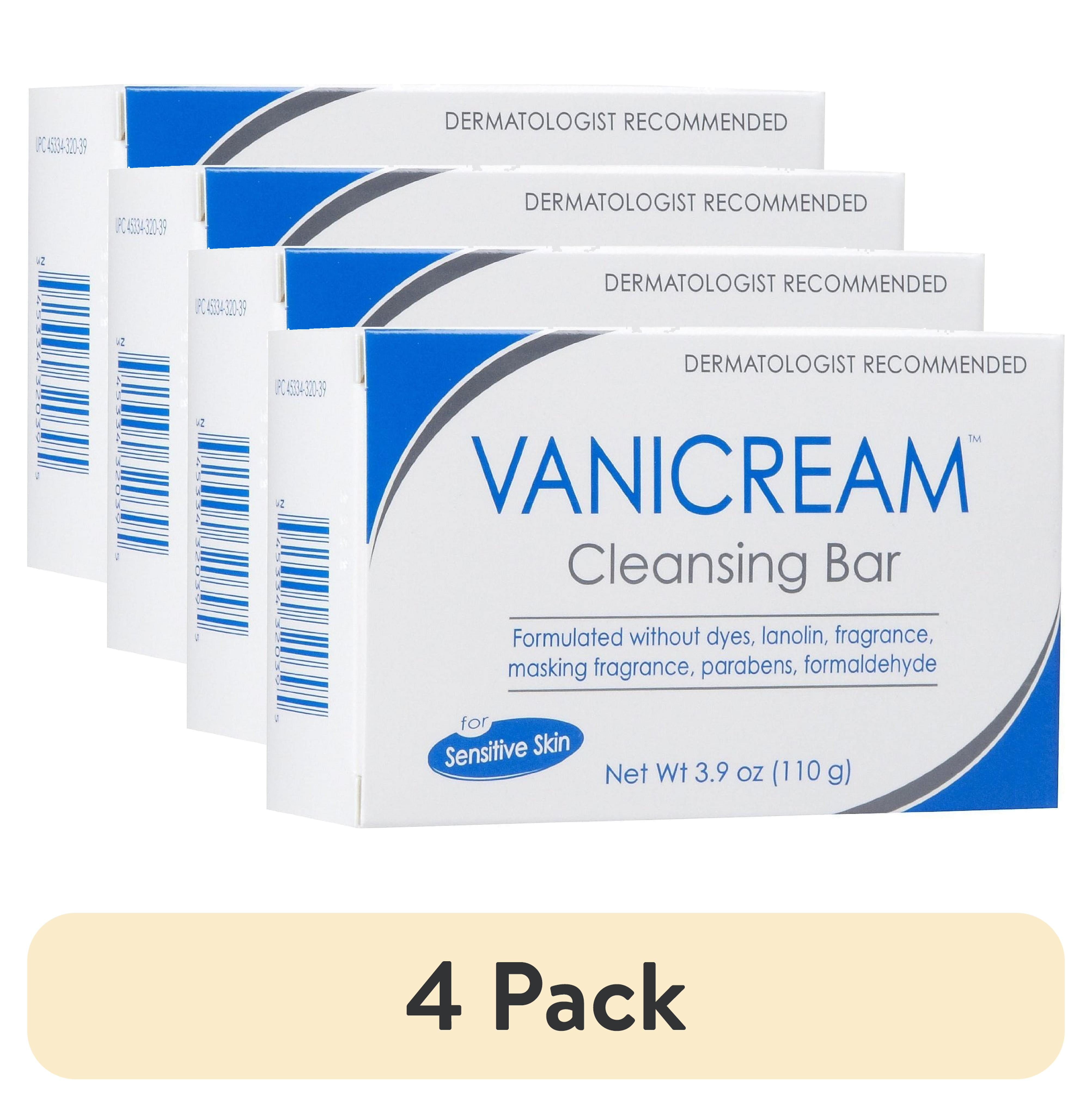 (4 pack) Vanicream Soap, Bar 3.9 oz. Individually Wrapped Unscented ...